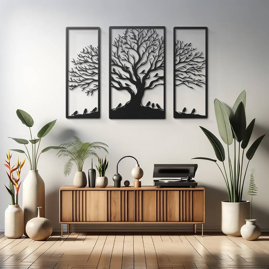 Triptych Tree of Life Metal Wall Art - Moonarch