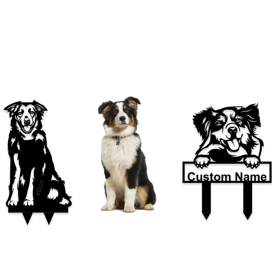 Australian Shepherd Custom Metal Dog Portrait - Moonarch