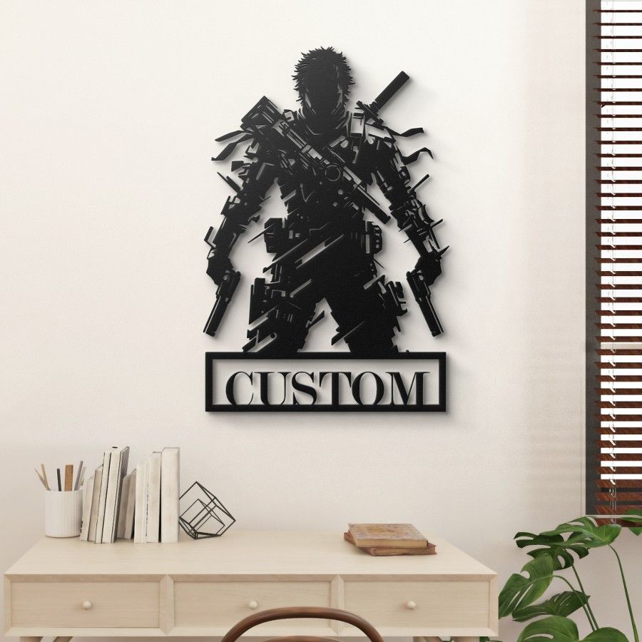 Custom Armed Soldier Metal Wall Art - Moonarch