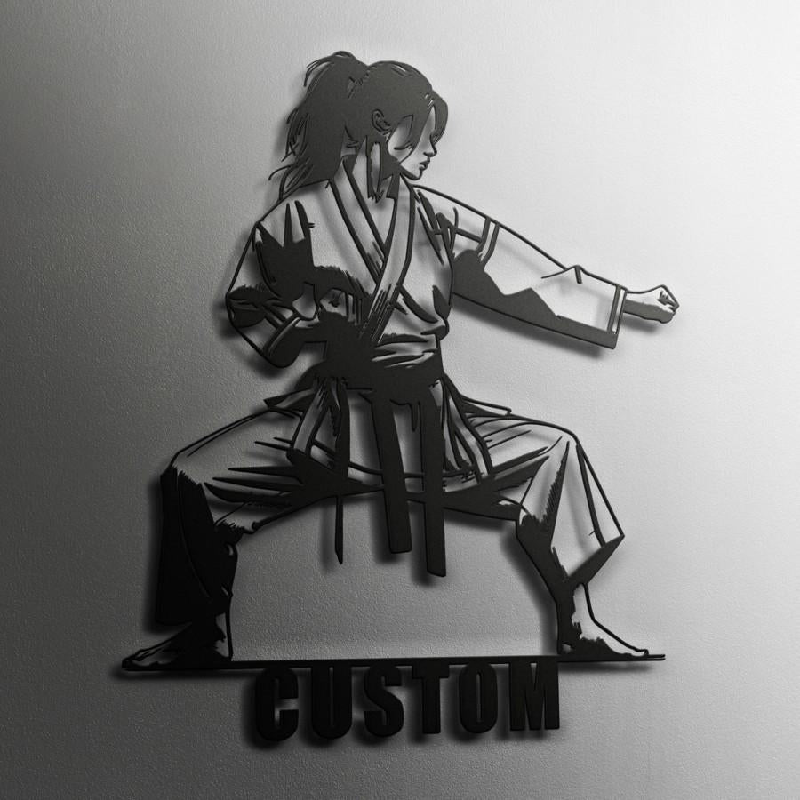 Custom Karate Female Fighter Metal Wall Art - Moonarch
