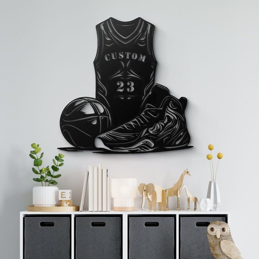 Customizable Basketball Jersey Metal Wall Art - Moonarch