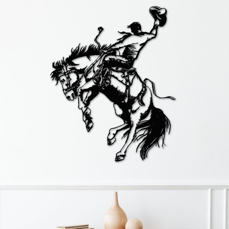 Elegant Rodeo Cowboy Metal Wall Art