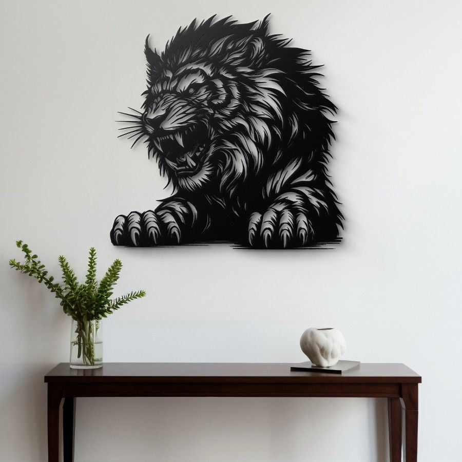 Ferocious Tiger Metal Wall Art - Moonarch