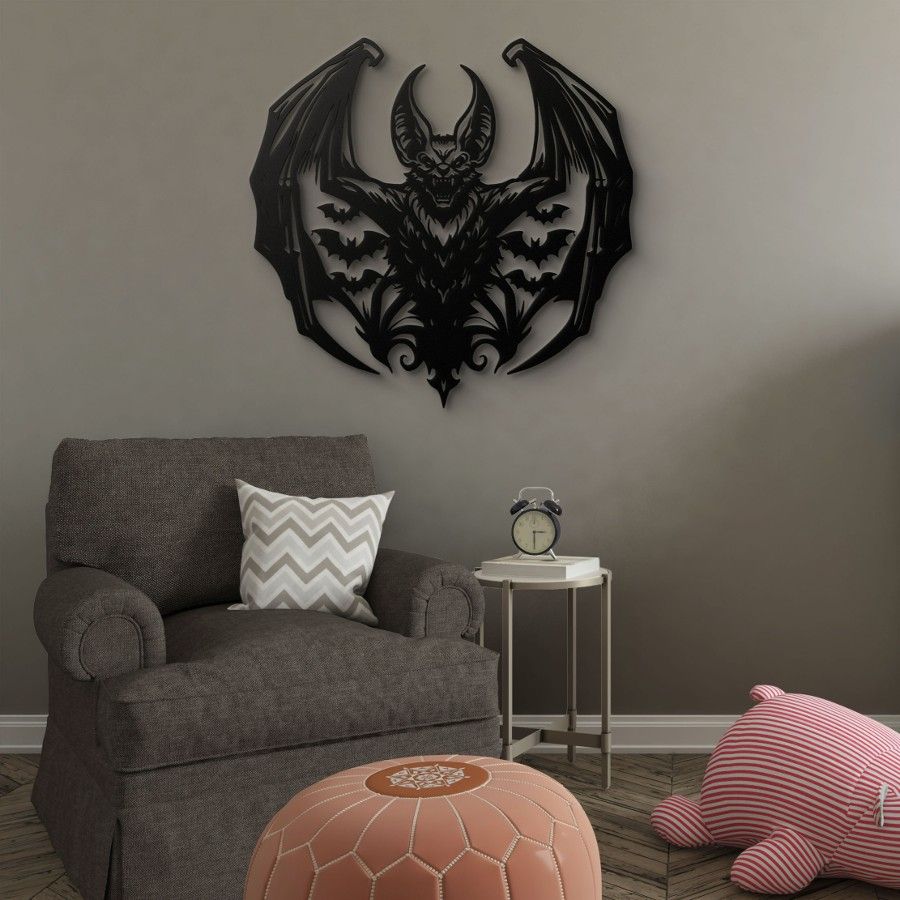 Gothic Bat Demon Metal Wall Art - Moonarch