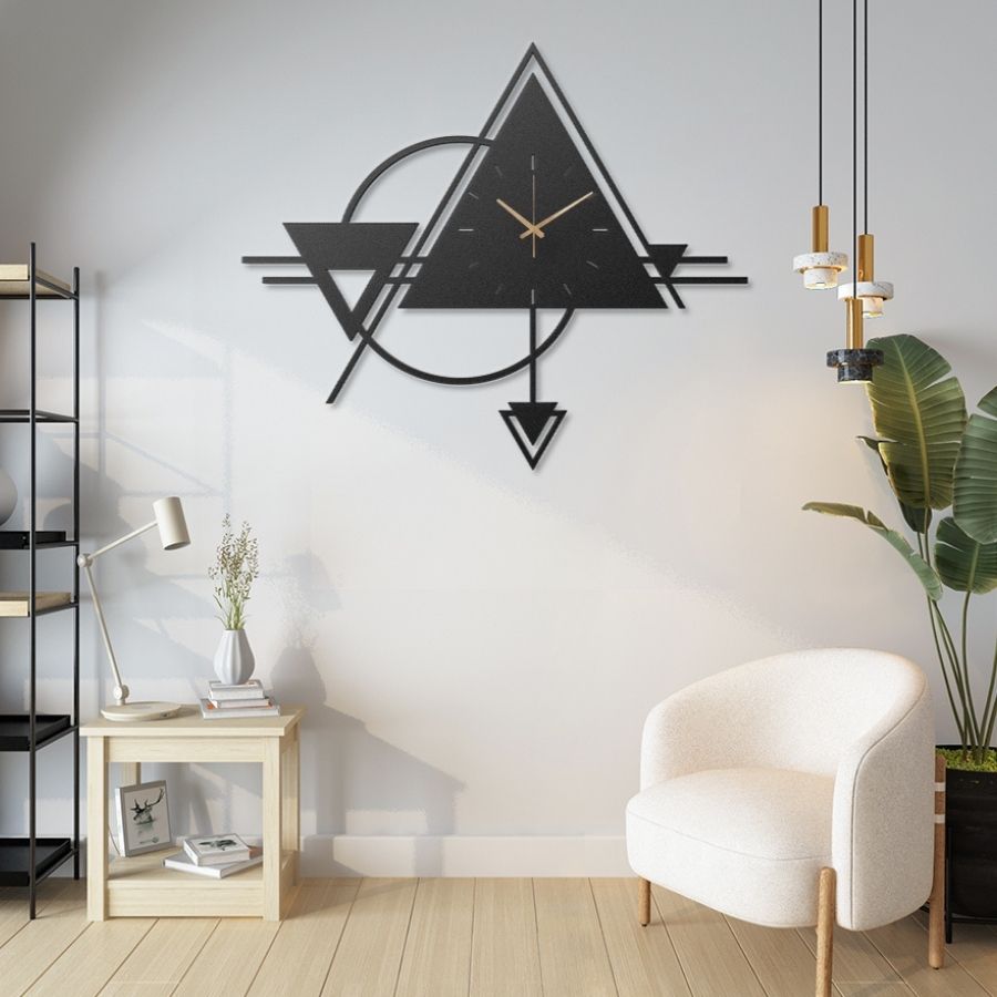 Triangle Shape Metal Wall Clock for Living Room - Moonarch