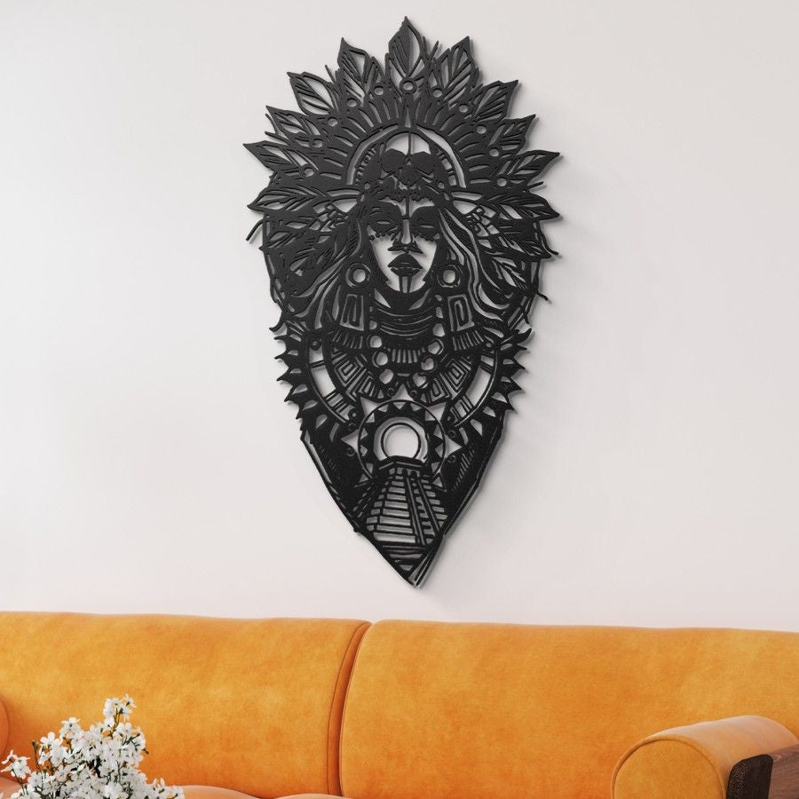 Majestic Tribal Queen Metal Wall Art - Moonarch