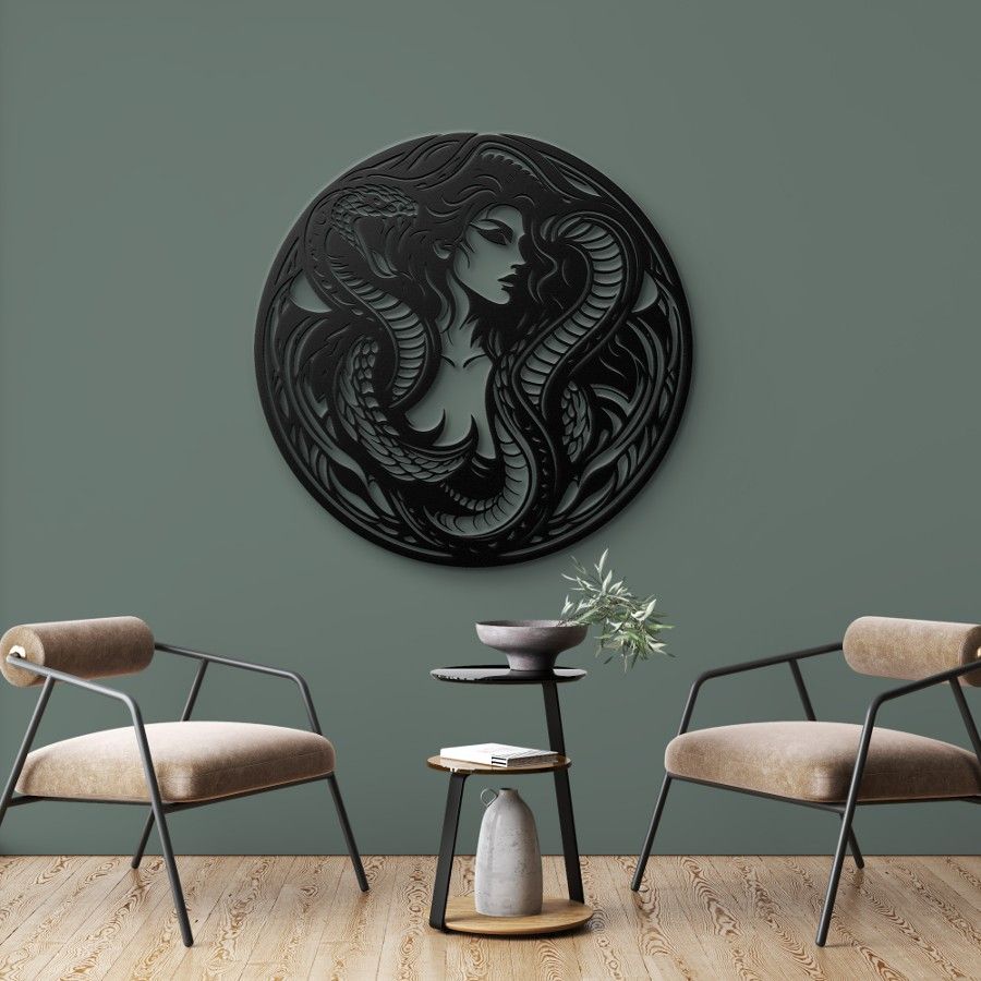 Gothic Snake Woman Metal Wall Art