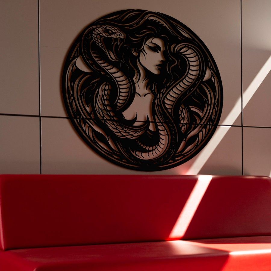 Gothic Snake Woman Metal Wall Art