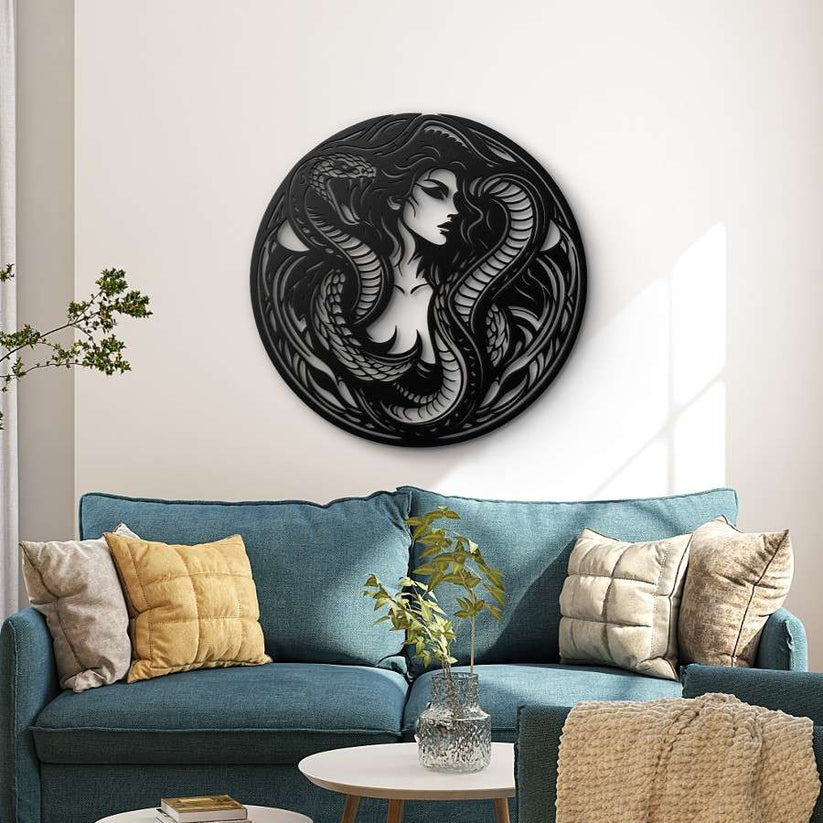 Gothic Snake Woman Metal Wall Art