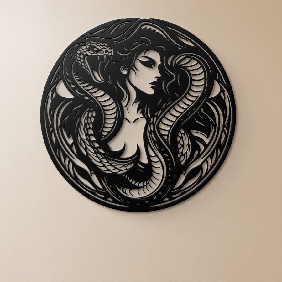 Gothic Snake Woman Metal Wall Art