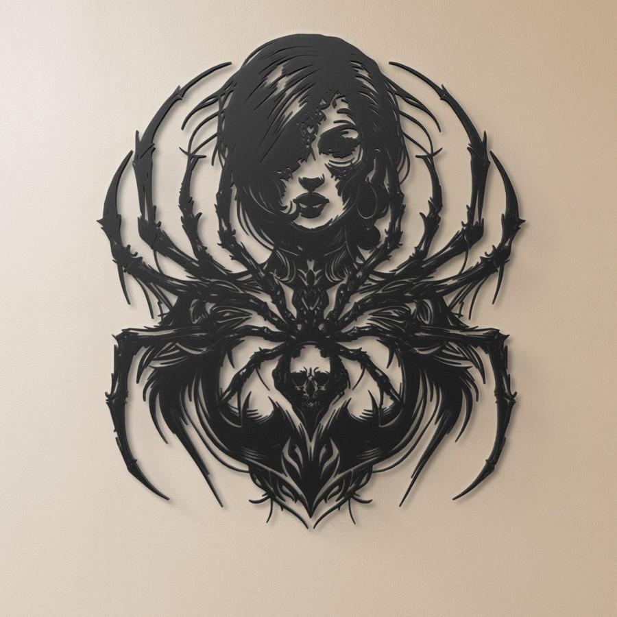 Gothic Spider Woman Metal Wall Art