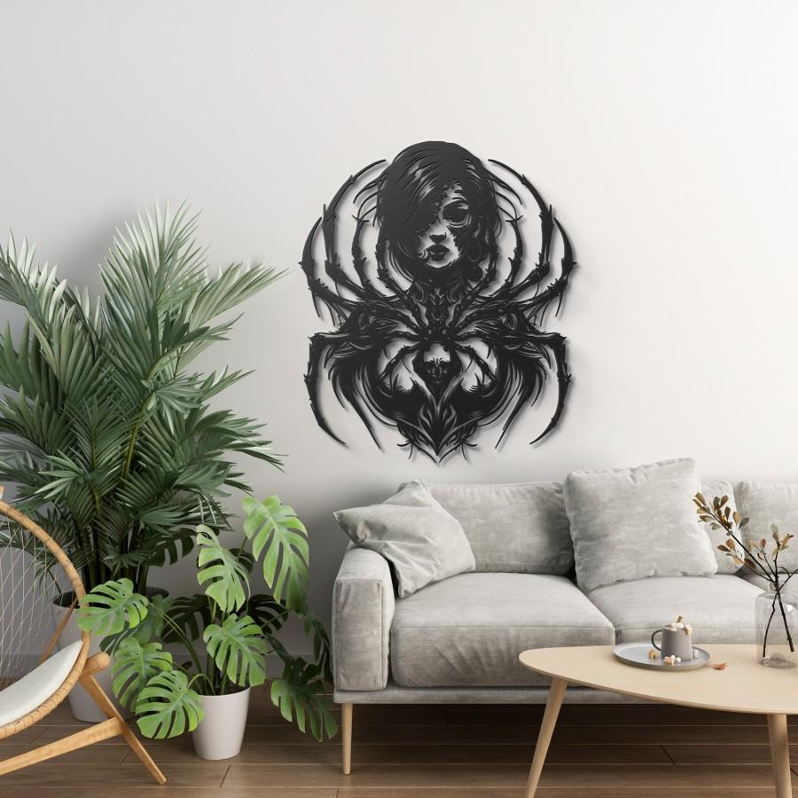 Gothic Spider Woman Metal Wall Art