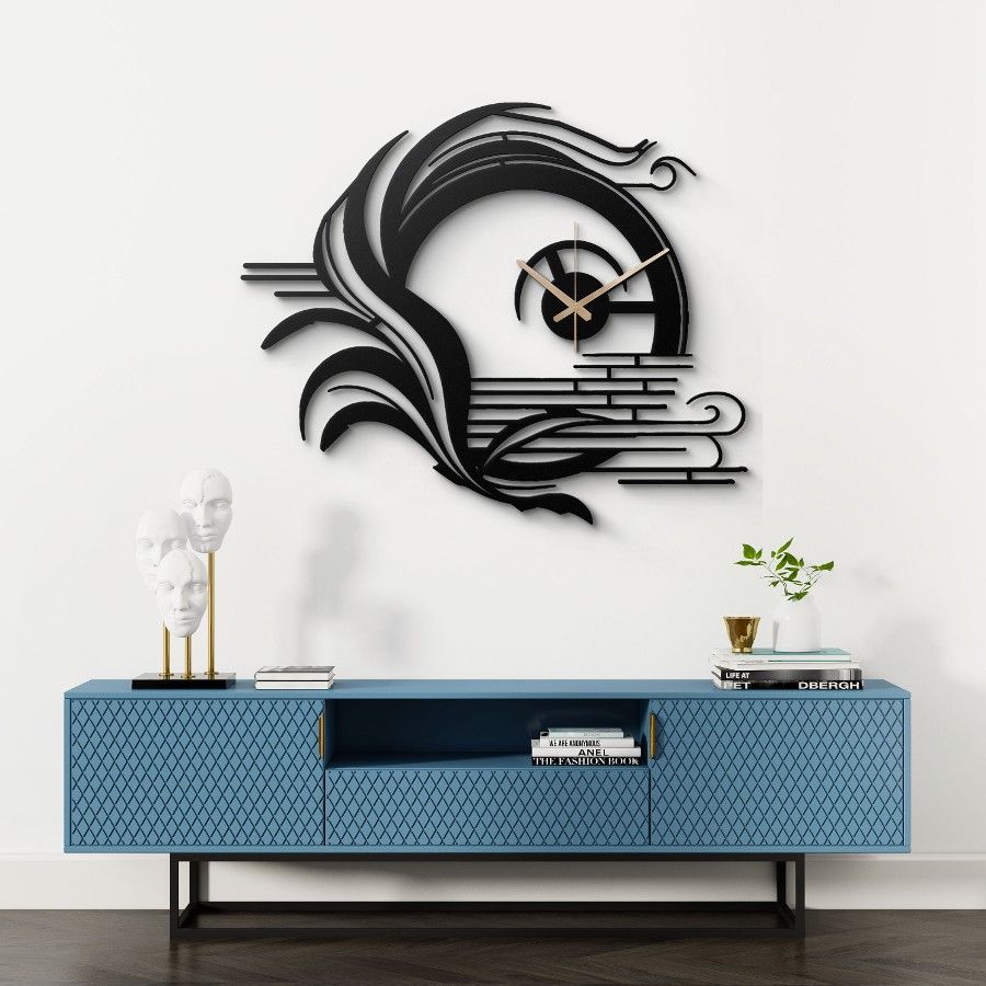 Modern Abstract Black Metal Wall Clock - Moonarch