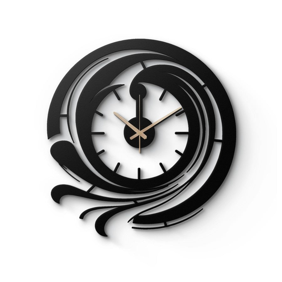 Modern Black Metal Wall Clock Moonarch