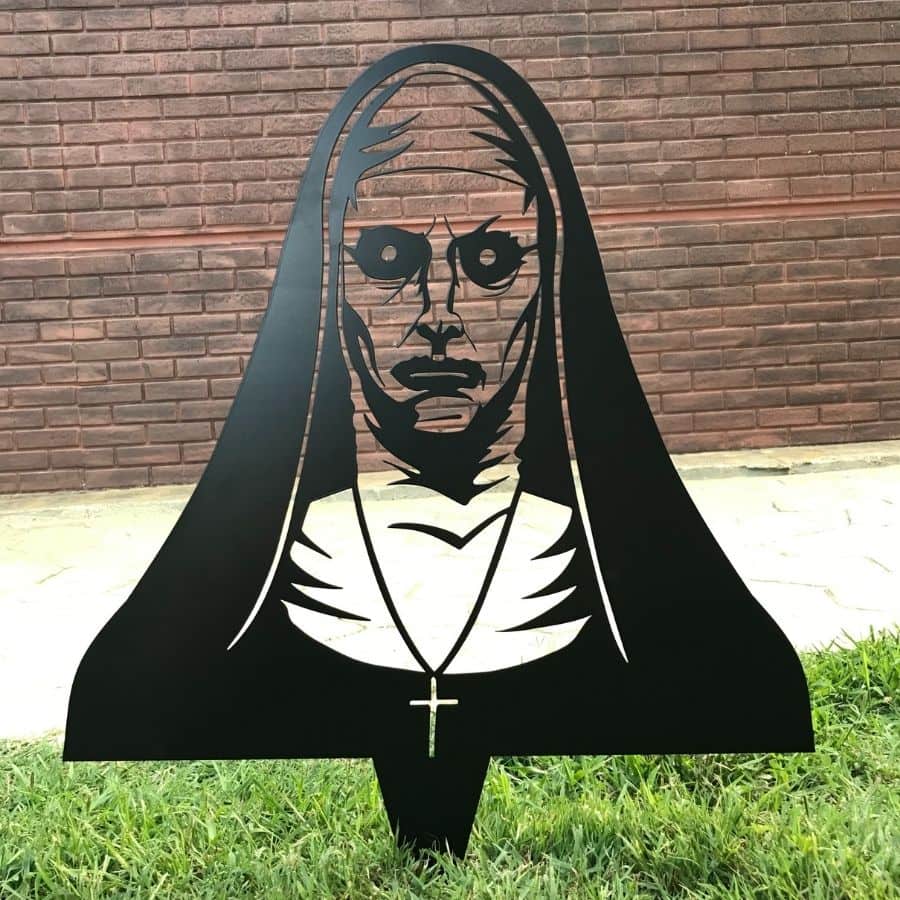 Scary Nun Metal Yard Art, Halloween Decor - Moonarch