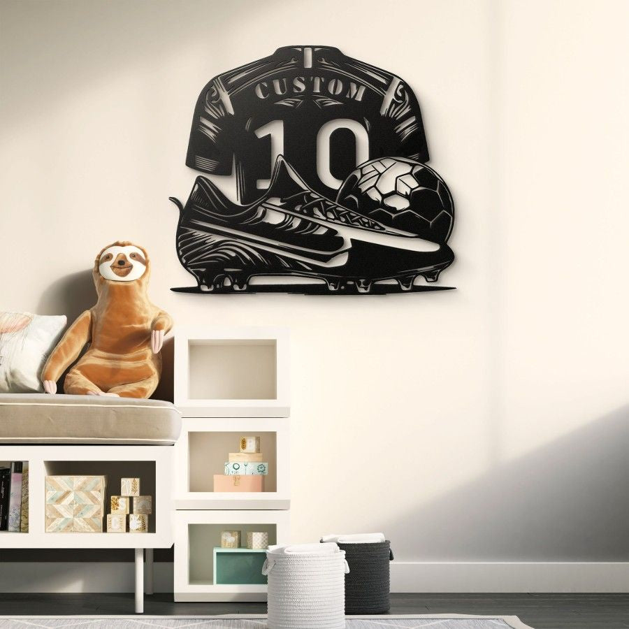 Personalized Soccer Jersey and Cleats Metal Wall Art - Moonarch