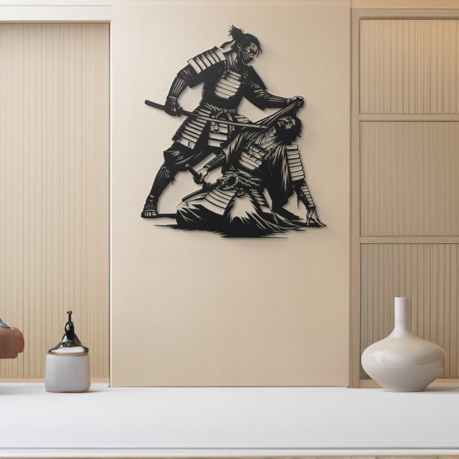 Samurai Battle Metal Wall Art