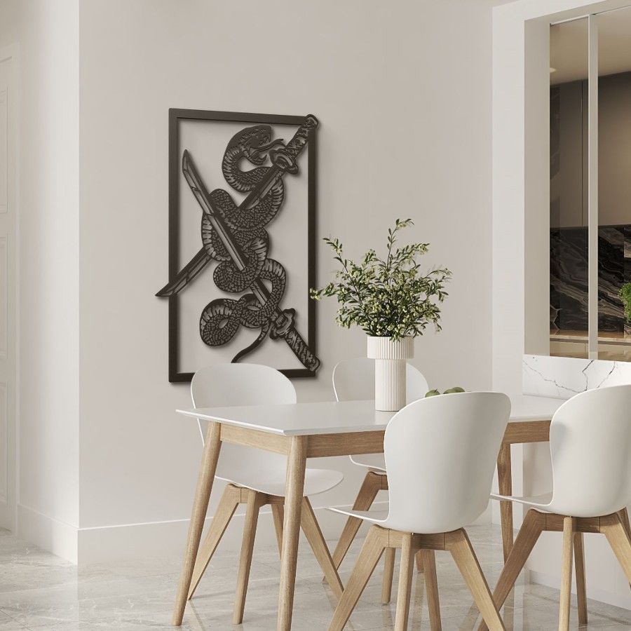 Serpent and Katana Metal Wall Art - Moonarch