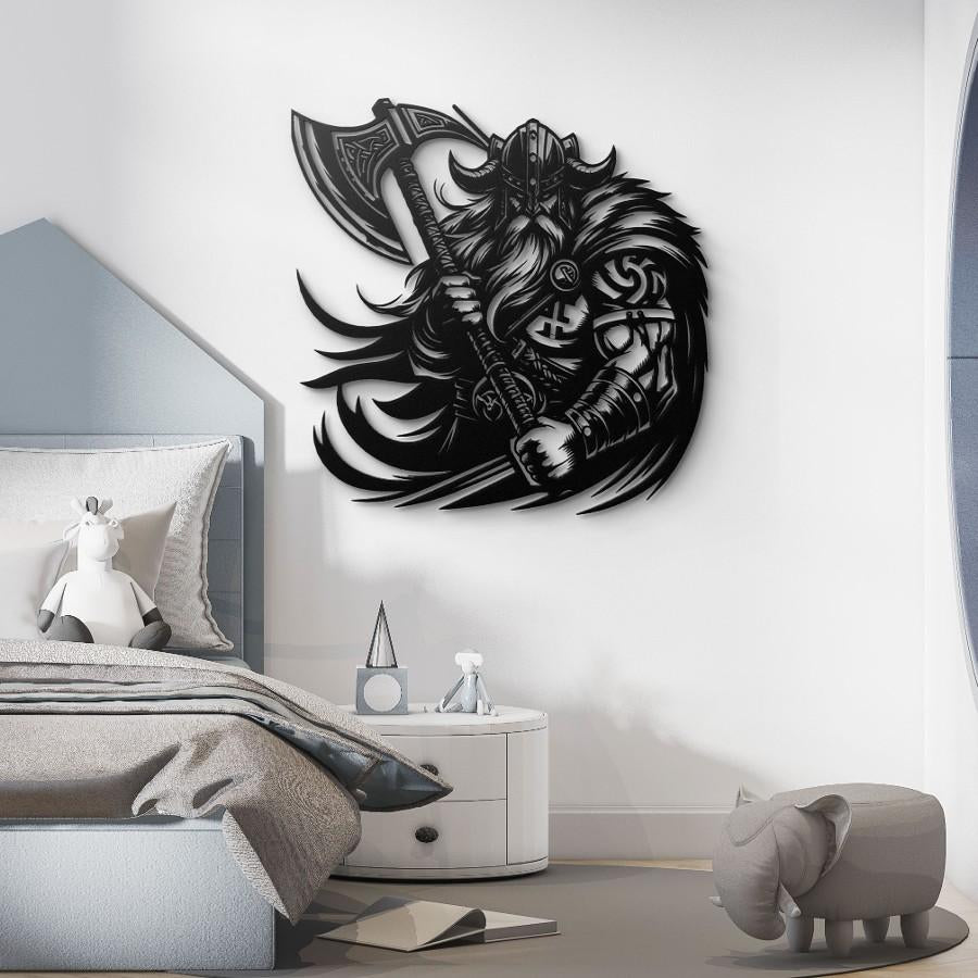 Viking Axe Warrior Metal Wall Art - Moonarch