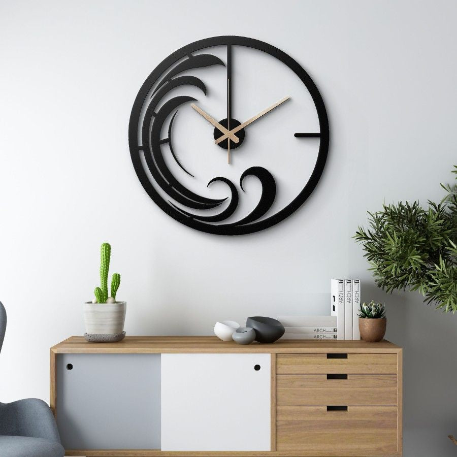 Wave Inspired Metal Wall Clock - Moonarch
