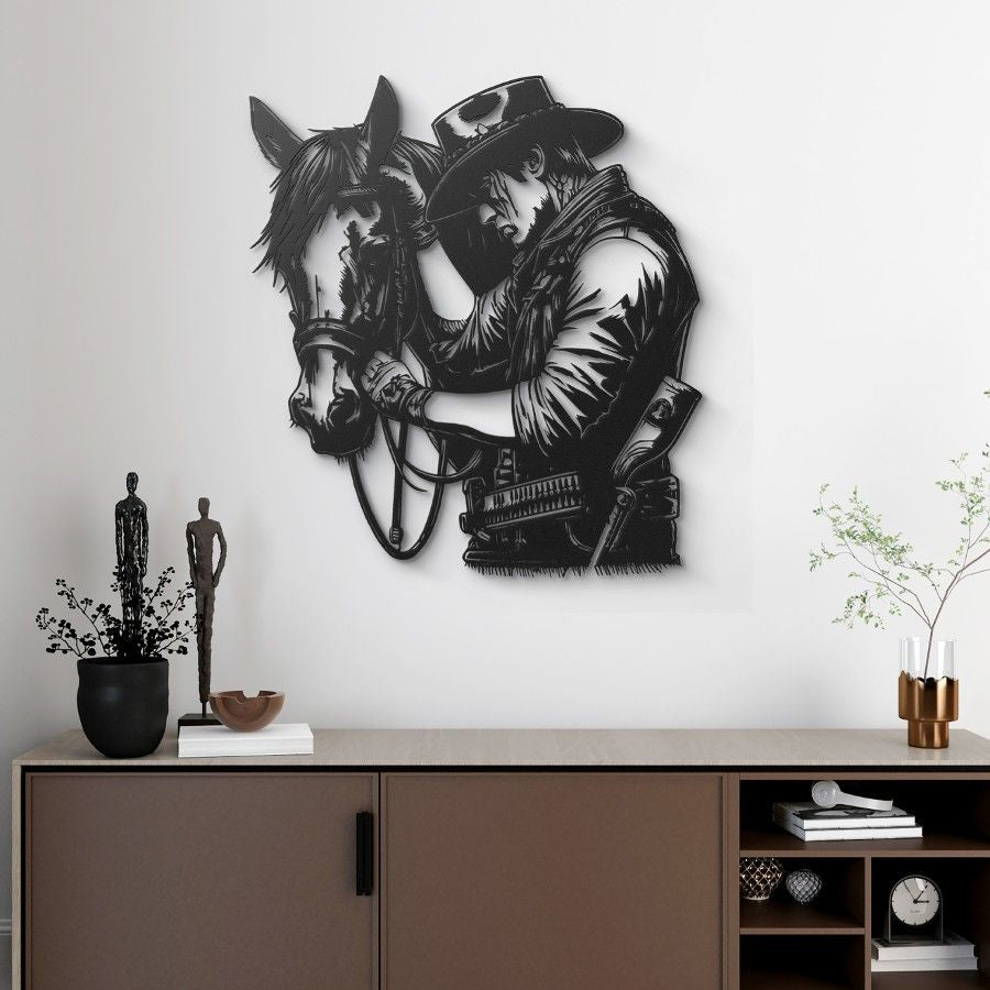 Western Cowboy Metal Wall Art Decor - Moonarch