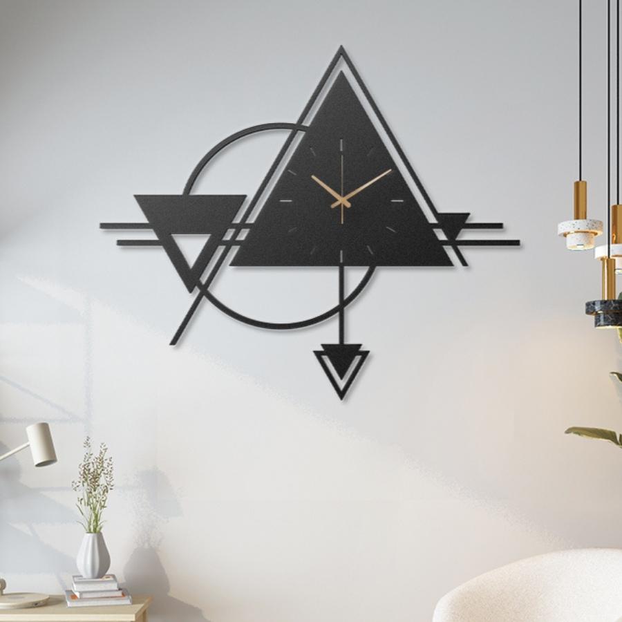 Triangle Shape Metal Wall Clock for Living Room - Moonarch