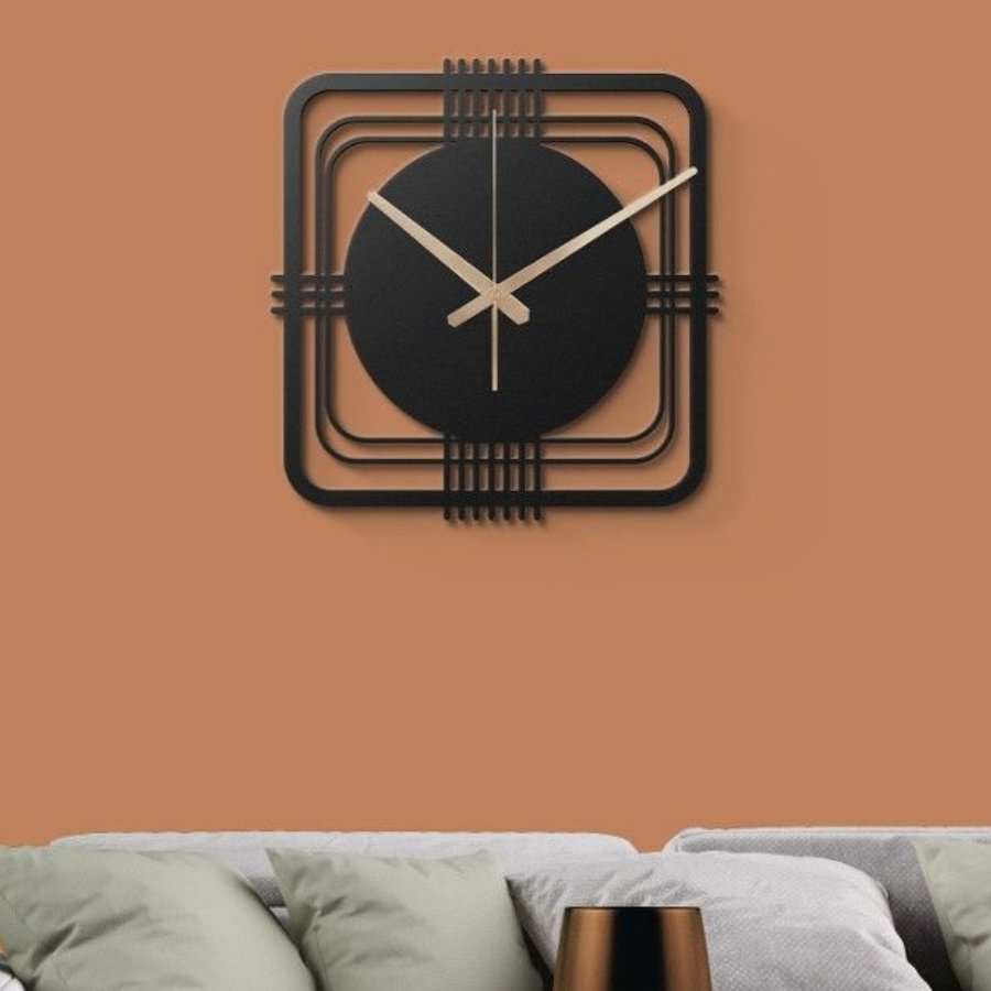 Large Contemporary Square Metal Wall Clock - Moonarch
