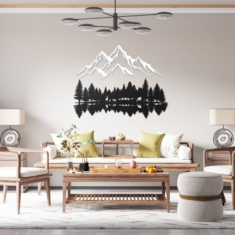 Mountain and Forest Metal Wall Art Decor